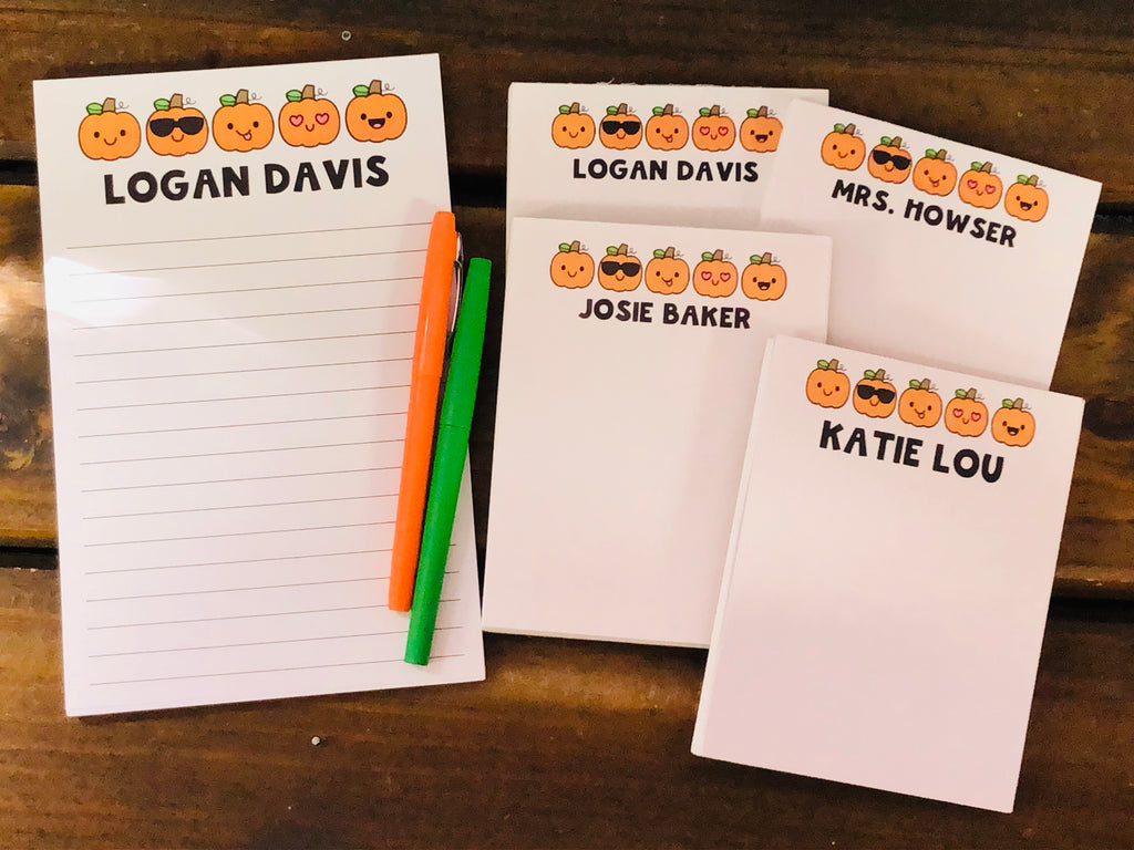 Pumpkin Emojis Personalized Notepad – DoodleBugsPaper