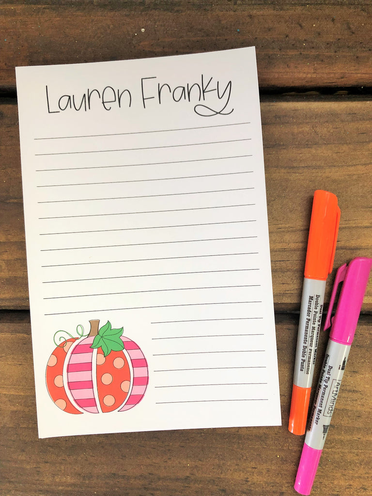 Patchwork Pumpkin Personalized Notepad – DoodleBugsPaper