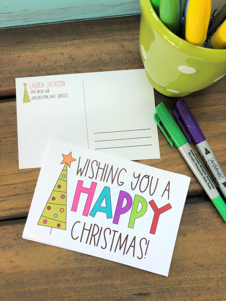 Happy Christmas Teacher Postcards – DoodleBugsPaper