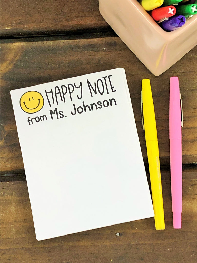 Smiley Face Happy Note Teacher Small Notepad – DoodleBugsPaper