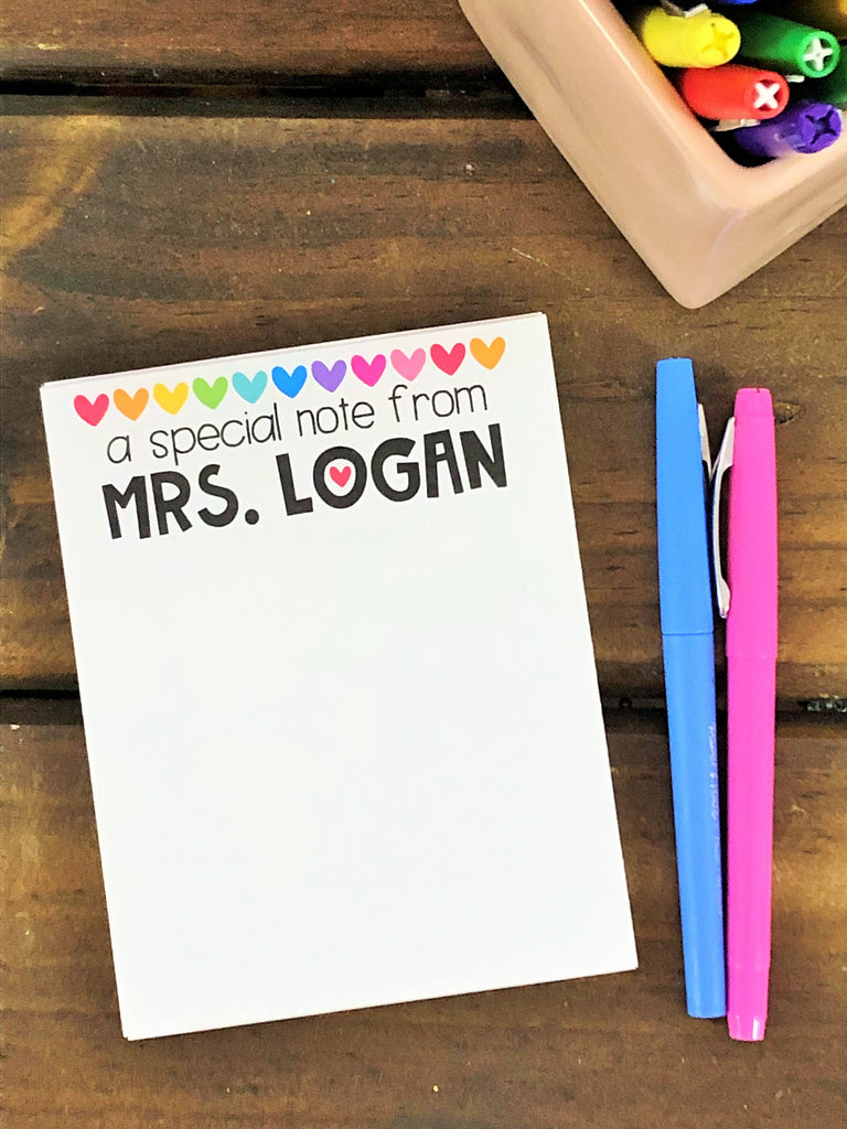 A Special Note From Rainbow Hearts Small Notepad – DoodleBugsPaper