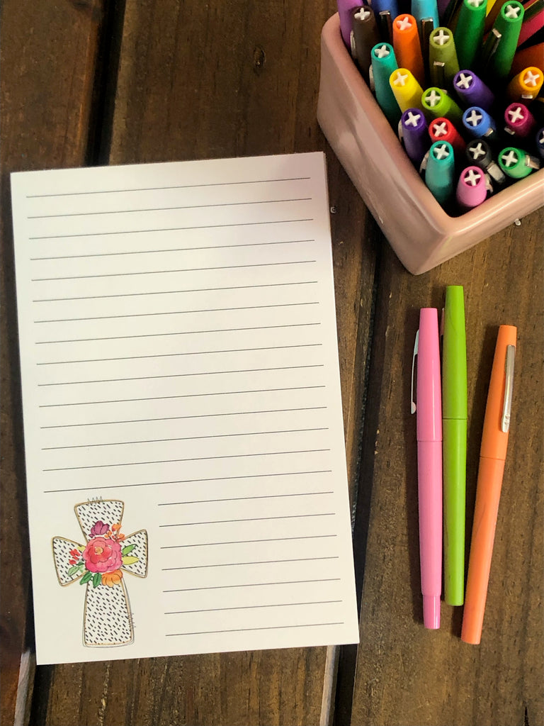Cross with Hearts Notepad – DoodleBugsPaper