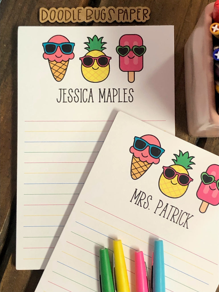 Summer Treats Personalized Notepad – DoodleBugsPaper