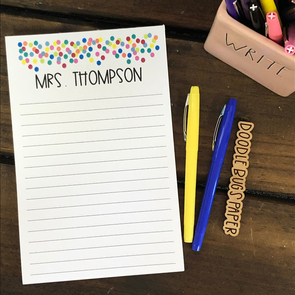 Confetti Personalized Notepad – DoodleBugsPaper