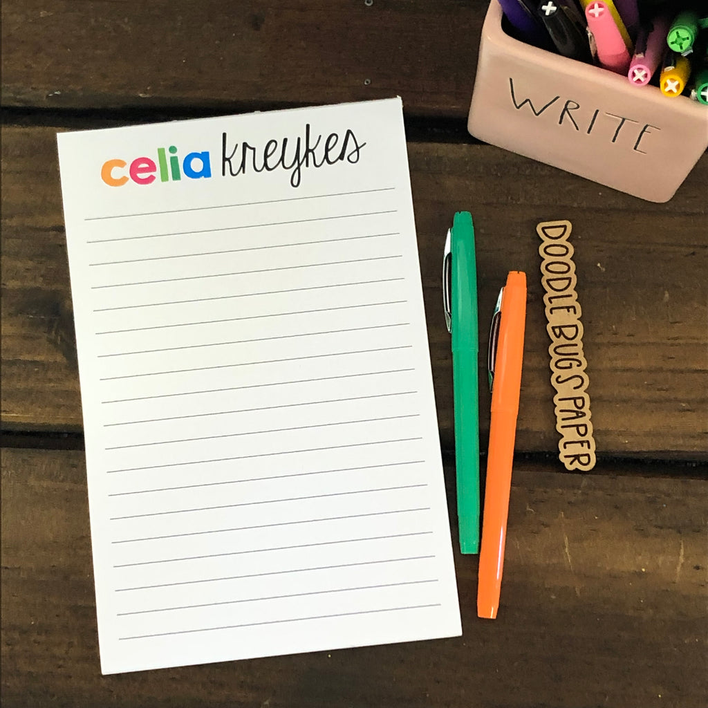 Rainbow Name Personalized Notepad – DoodleBugsPaper
