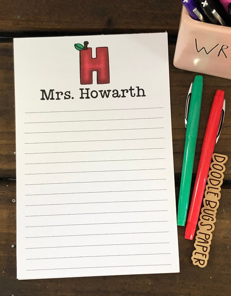 Apple Letter Personalized Notepad – DoodleBugsPaper