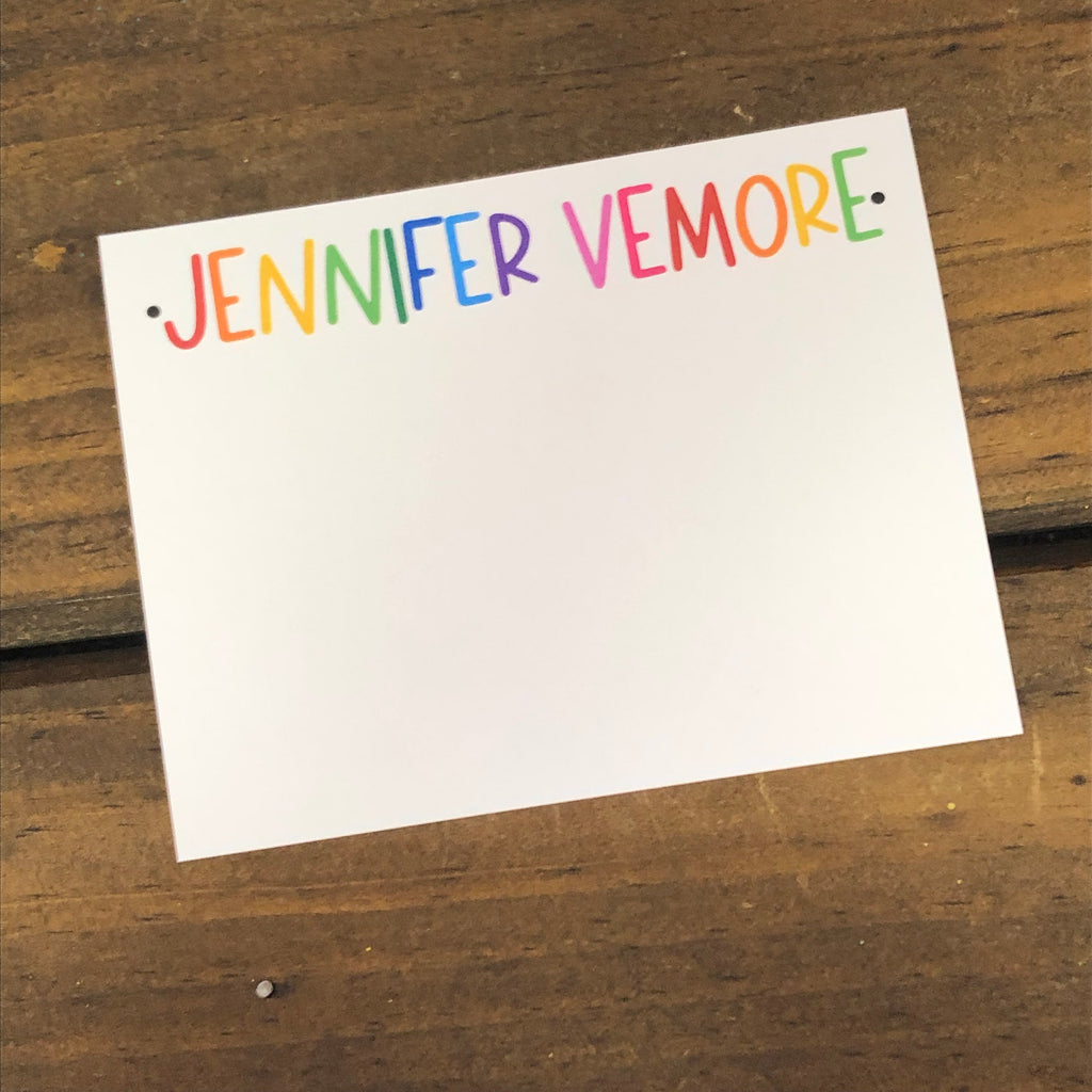 Rainbow Fun Name Personalized Flat Note Cards – DoodleBugsPaper