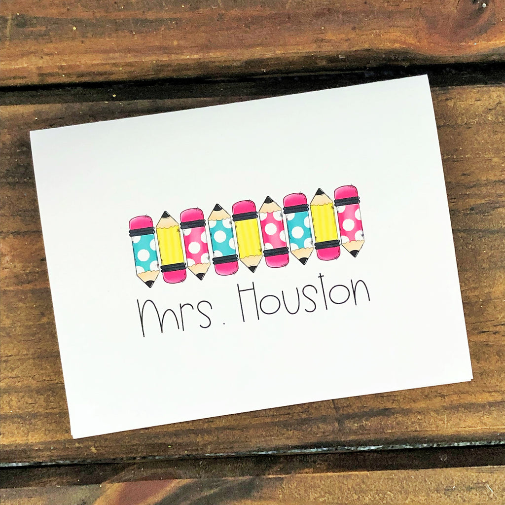 Bright Pencils Personalized Note Cards – DoodleBugsPaper