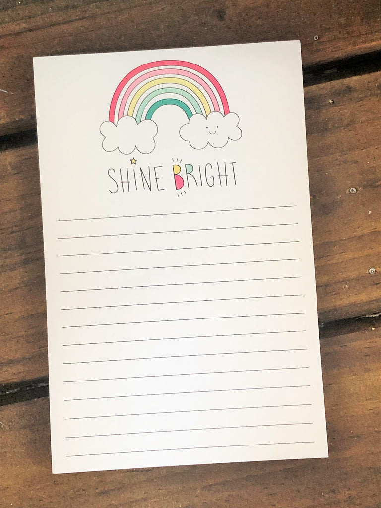 Rainbow Shine Bright Large Size Notepad – DoodleBugsPaper