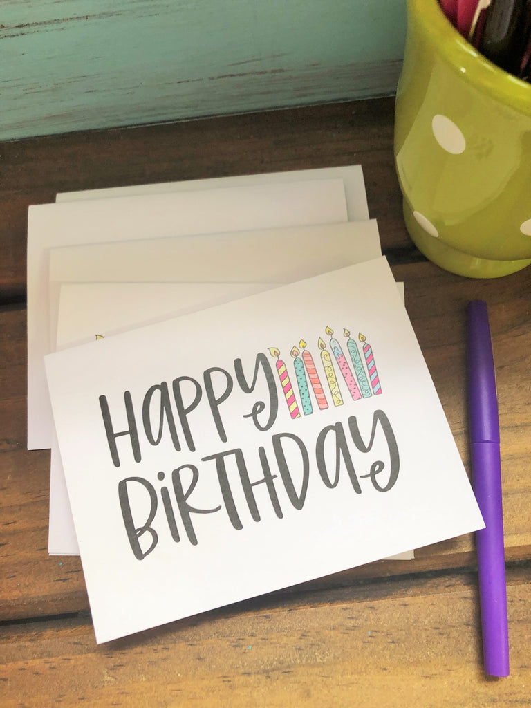 Happy Birthday with Candles Note Cards – DoodleBugsPaper
