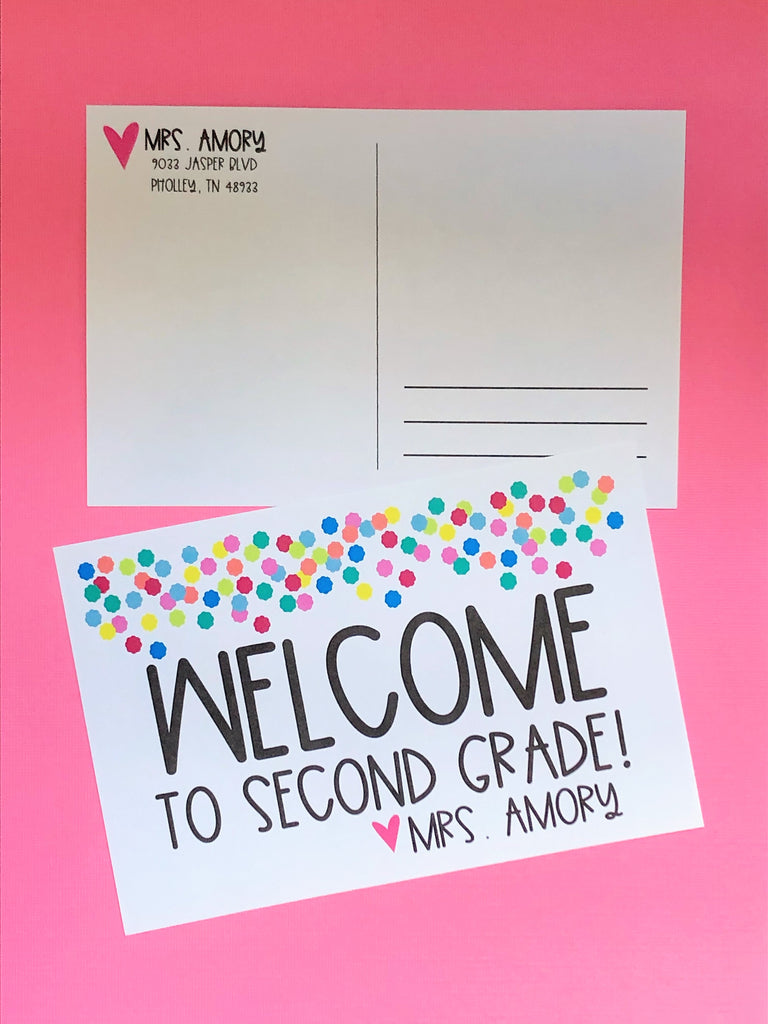 Confetti Personalized Teacher Postcards – DoodleBugsPaper