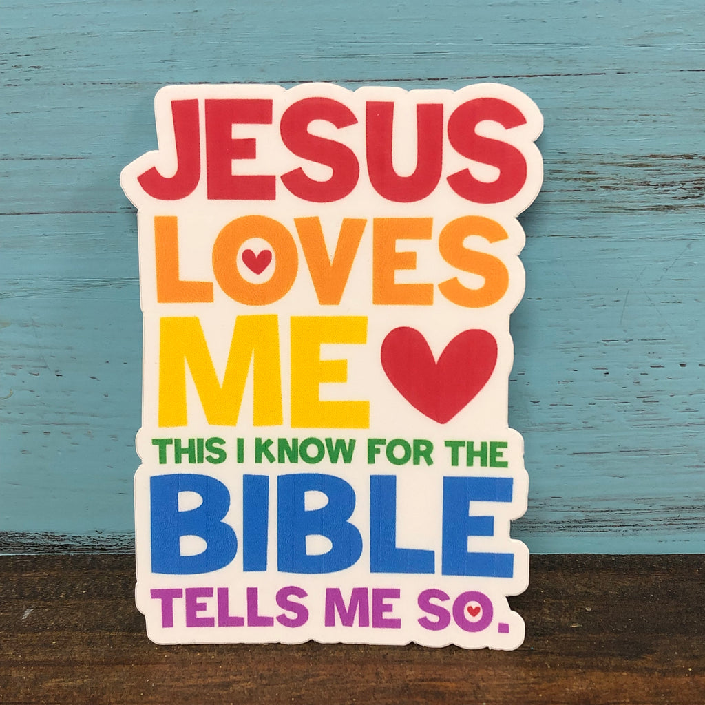 Jesus Loves Me Rainbow Colors Vinyl Waterproof Sticker – DoodleBugsPaper