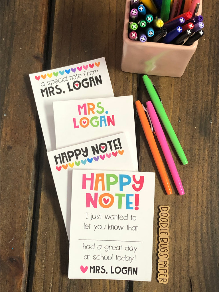 Teacher Happy Notes with Hearts Small Notepad Set – DoodleBugsPaper