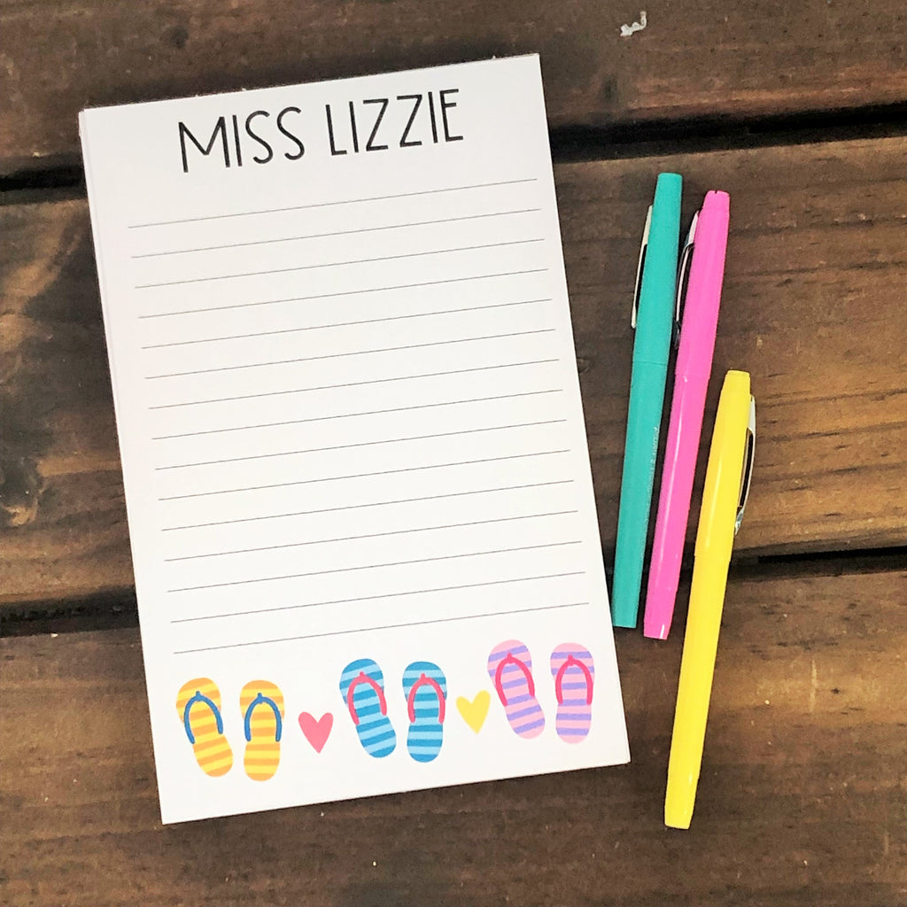 Summer Flip Flops Personalized Notepad – DoodleBugsPaper