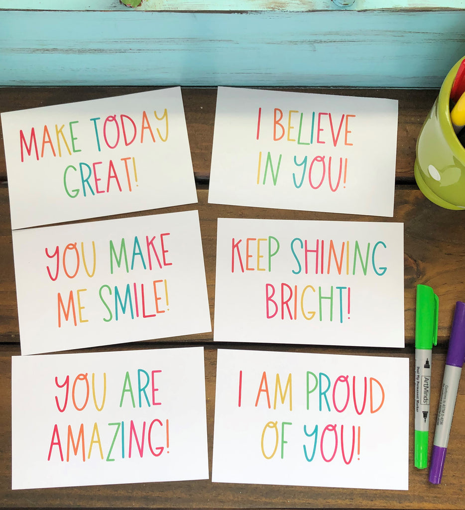 Bright Positive Motivation Teacher Postcards – DoodleBugsPaper