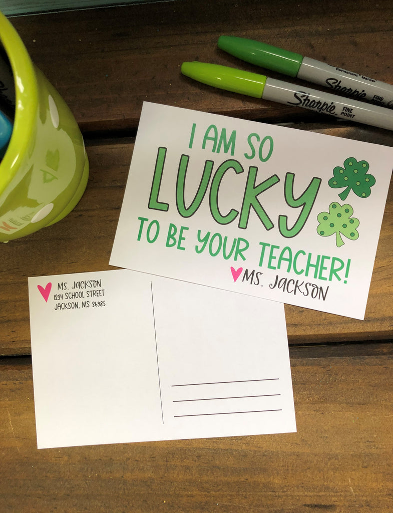 Lucky St. Patrick's Day Shamrock Postcards – DoodleBugsPaper