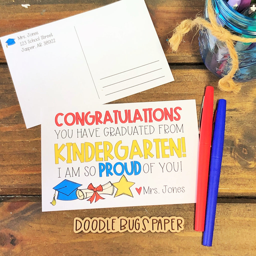 Graduation Personalized Teacher Postcards – DoodleBugsPaper