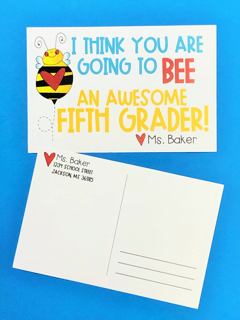 Bumble Bee Personalized Teacher Postcards – DoodleBugsPaper