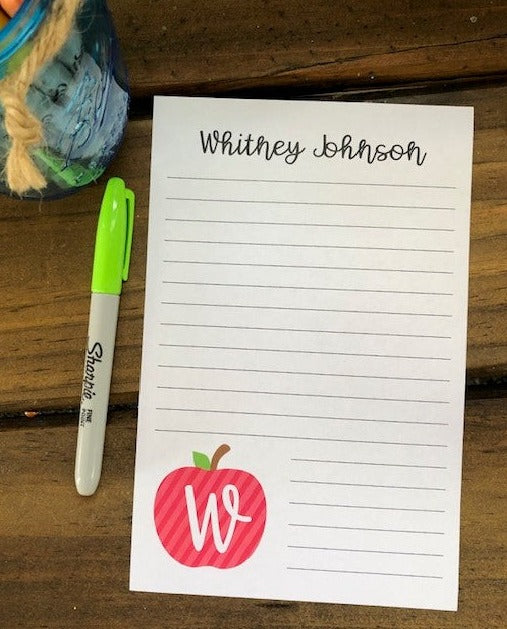 Apple Initial Personalized Notepad – DoodleBugsPaper