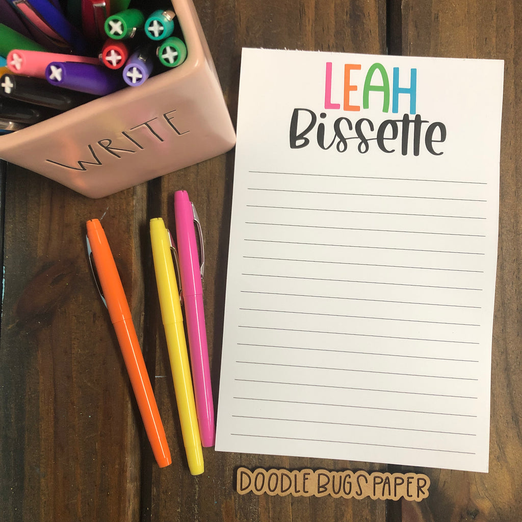 Rainbow Bright Name Personalized Notepad – DoodleBugsPaper