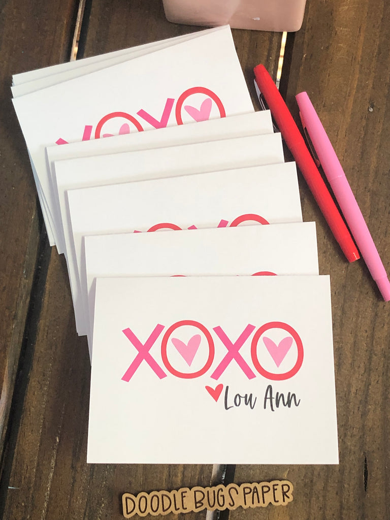 XOXO Valentine Personalized Note Cards – DoodleBugsPaper