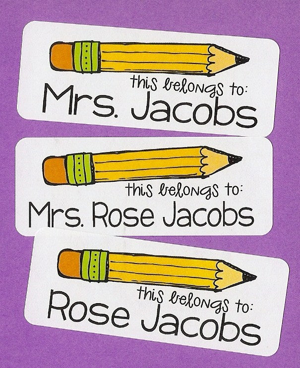 Pencil Small Name Stickers – DoodleBugsPaper