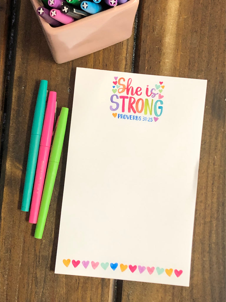 RTS: She is Strong Large Notepad – DoodleBugsPaper
