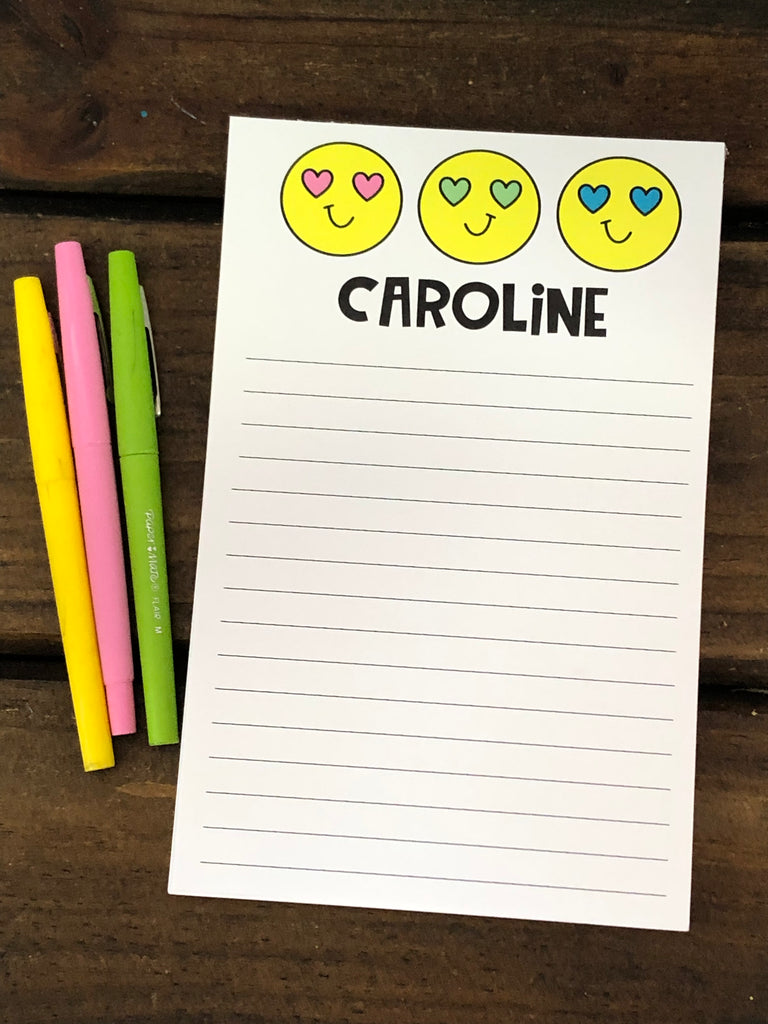 Smiley Heart Eyes Personalized Notepad – DoodleBugsPaper