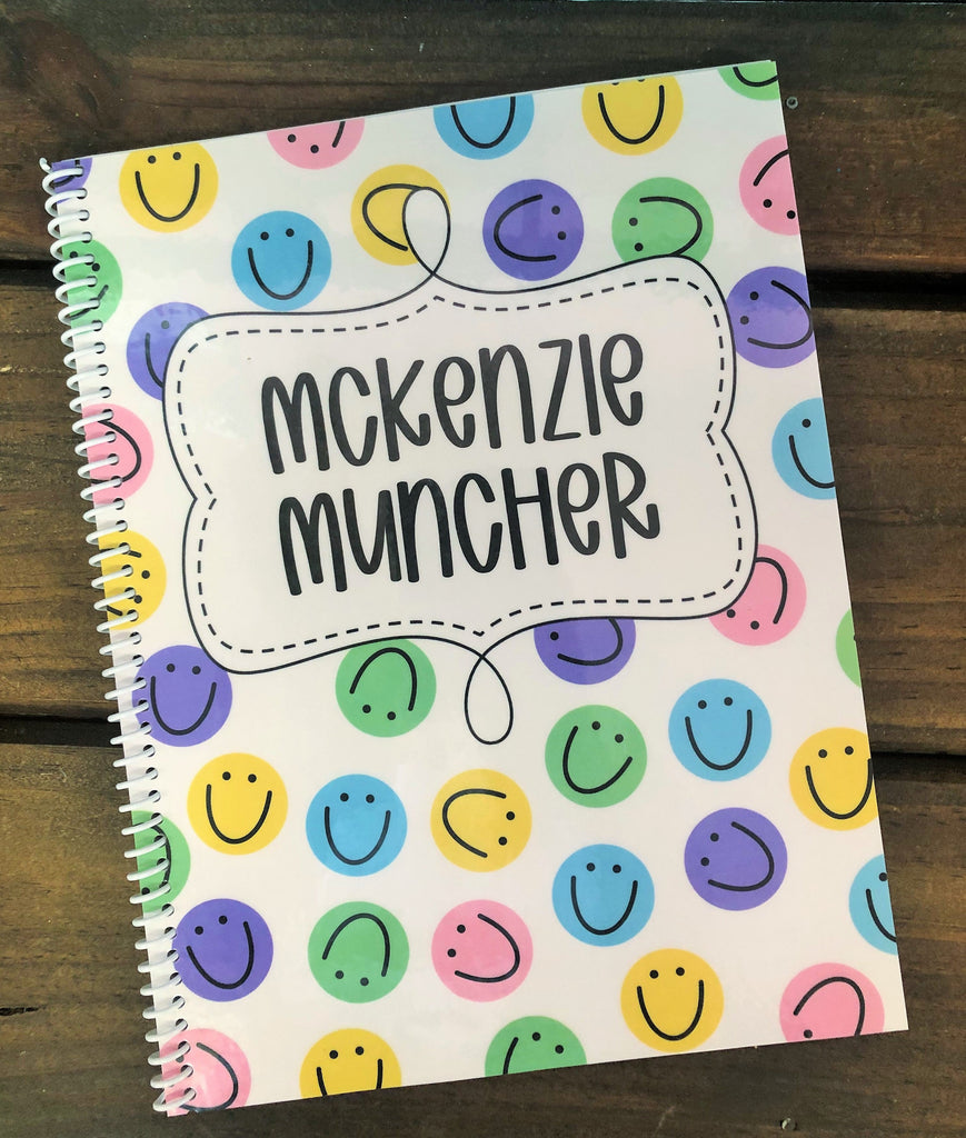 Smiley Faces Personalized Side Spiral Notebook – DoodleBugsPaper