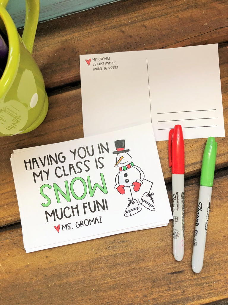 Snow Much Fun Teacher Postcards – DoodleBugsPaper