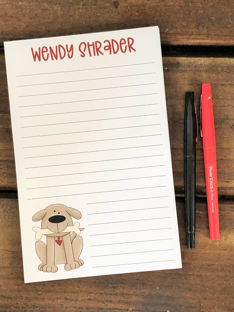 Dog with Bone Personalized Notepad – DoodleBugsPaper