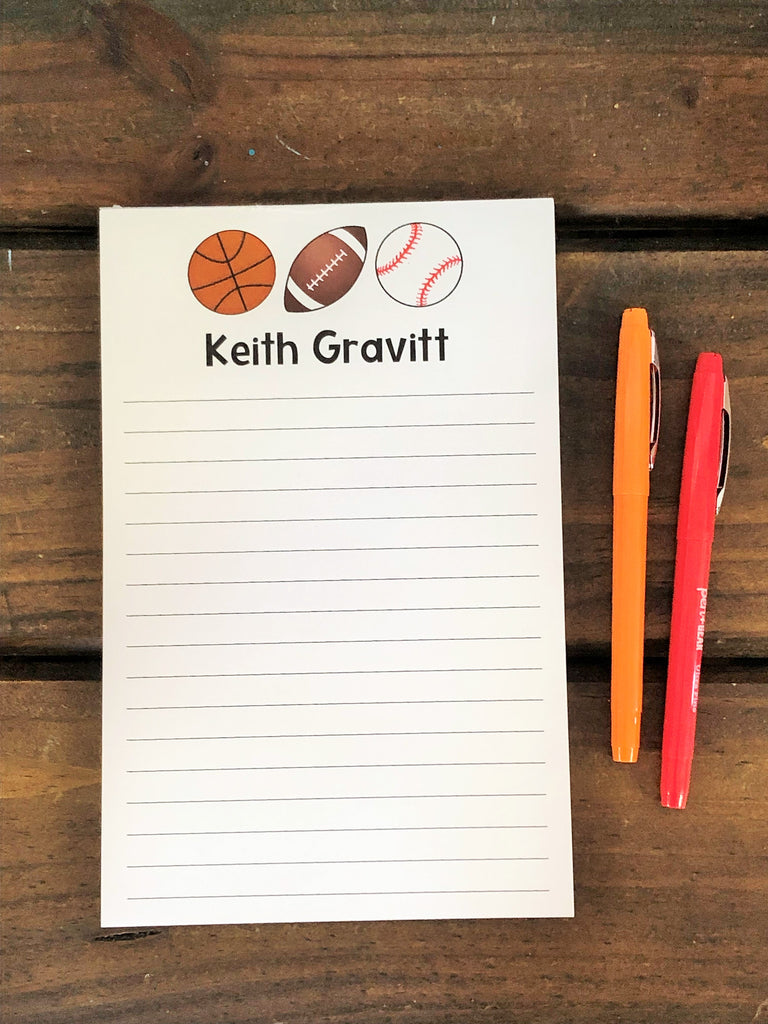 Sports Balls Personalized Notepad – DoodleBugsPaper