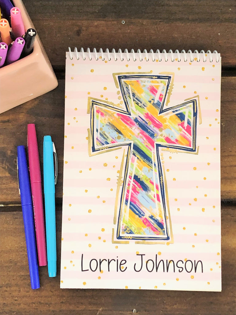 Brushed Cross Personalized Top Spiral Steno Notebook – DoodleBugsPaper