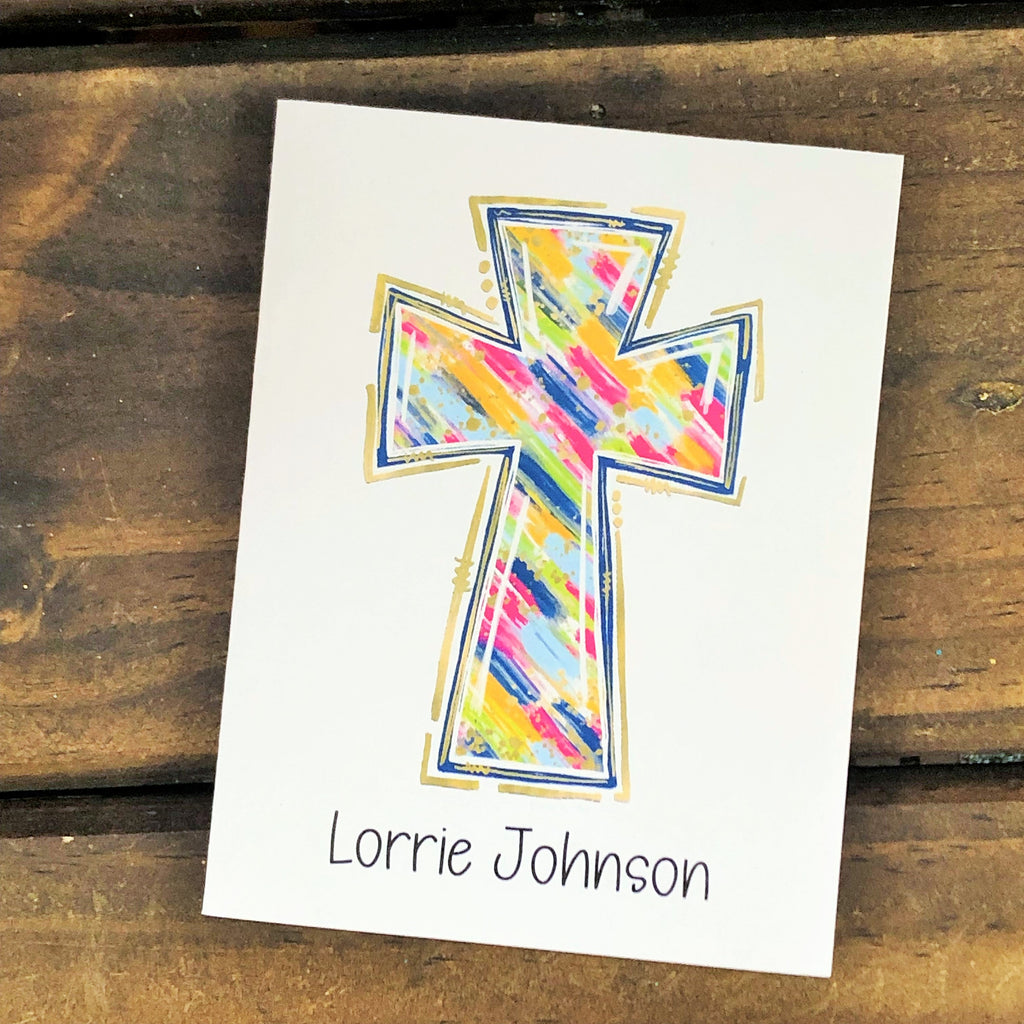 Brushed Cross Personalized Note Cards – DoodleBugsPaper