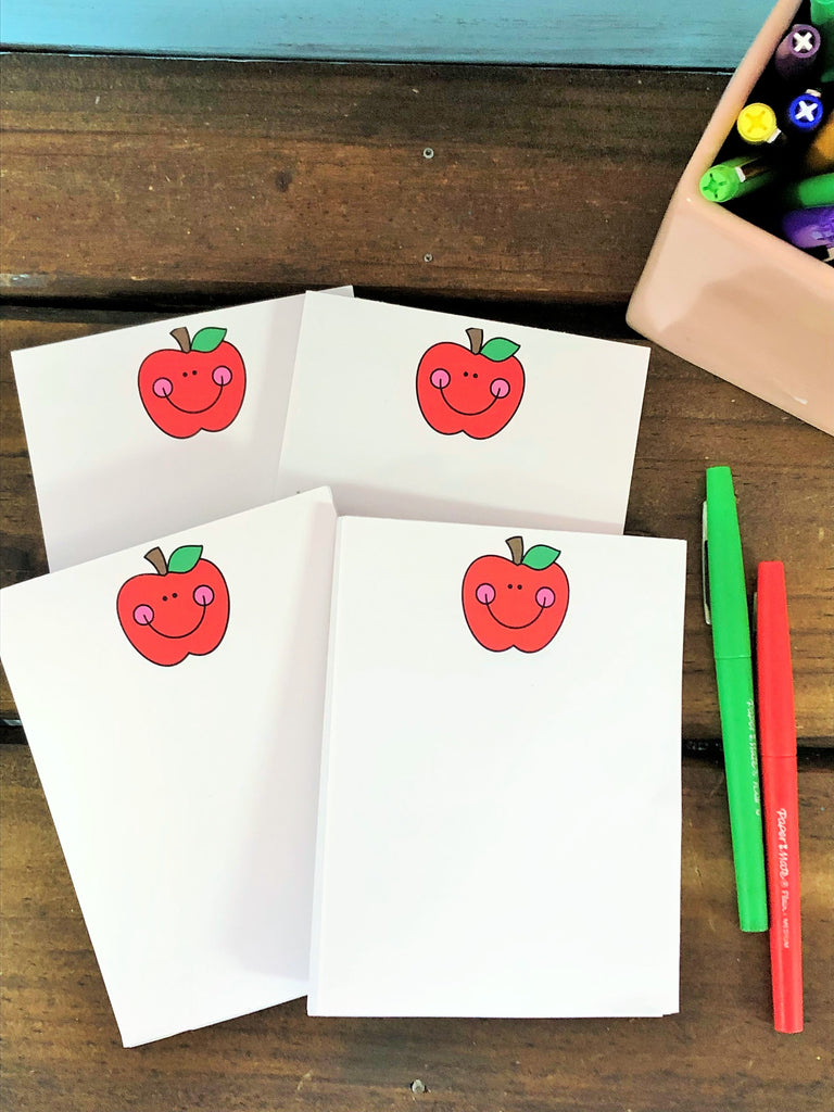 4 Happy Apples Small Notepads – DoodleBugsPaper