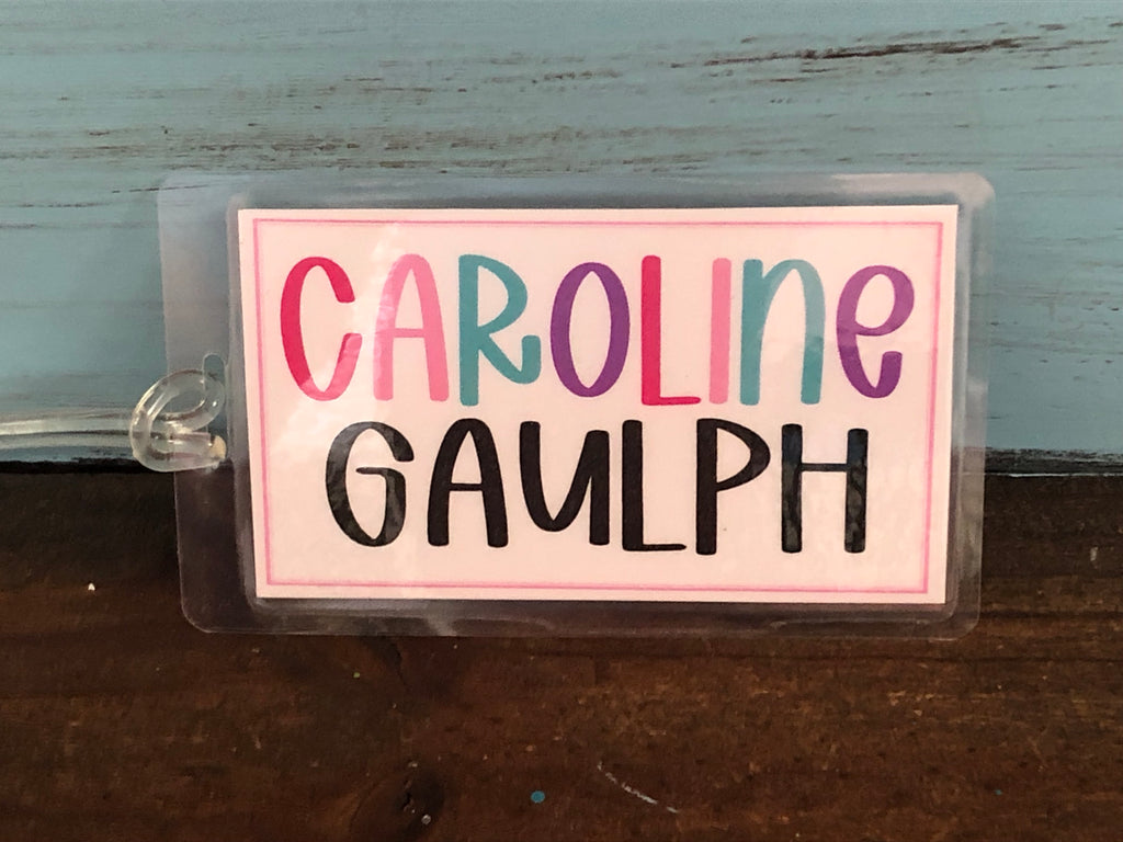 Girly Pink Rainbow Bag Tag – DoodleBugsPaper