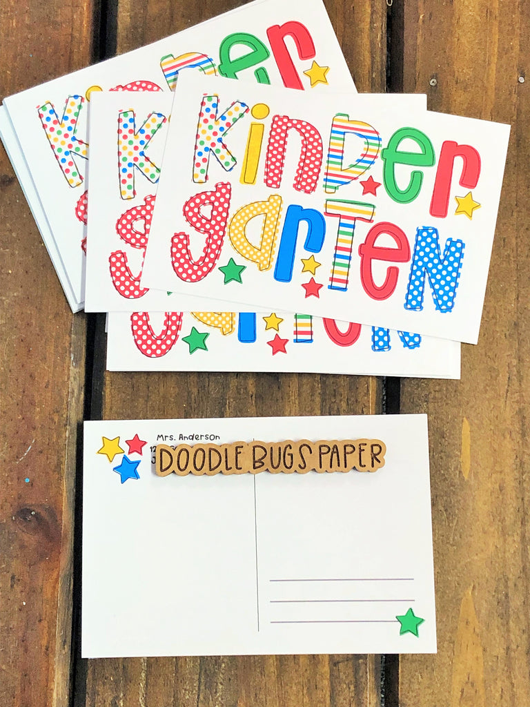 Primary Fun Name Teacher Postcards (Grade Choice) – DoodleBugsPaper