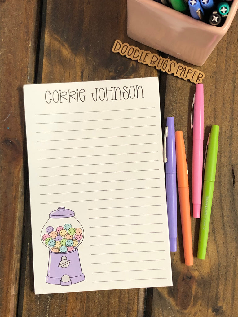 Bubble Gum Smiley Face Personalized Notepad – DoodleBugsPaper