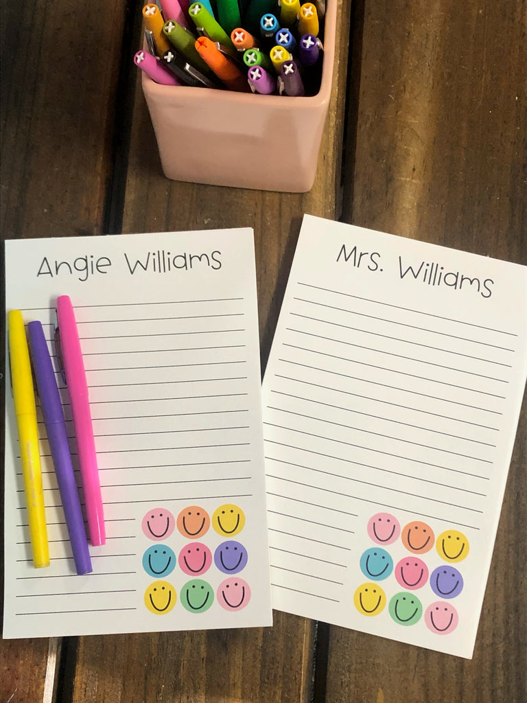 Smiley Faces Stacked Personalized Notepad – DoodleBugsPaper