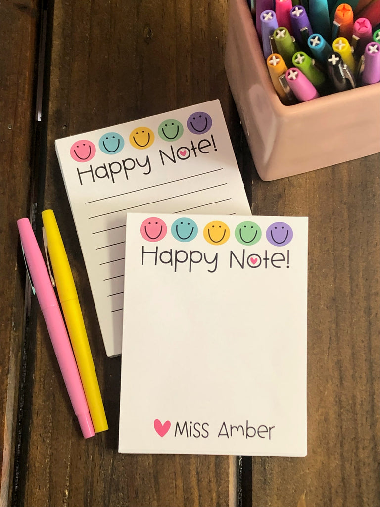 Happy Note Small Personalized Notepad – DoodleBugsPaper
