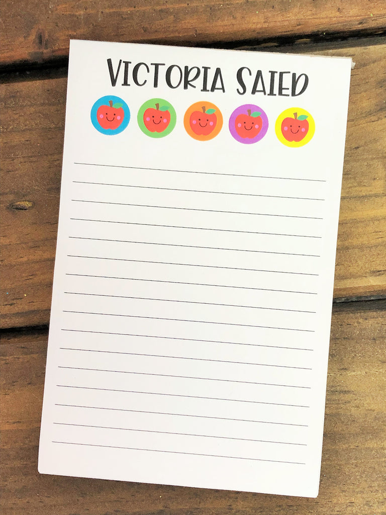 Happy Apples Personalized Notepad – DoodleBugsPaper
