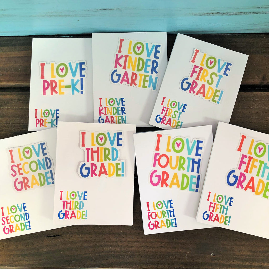 I Love (Grade) Small Notepad and Matching Vinyl Sticker Set ...