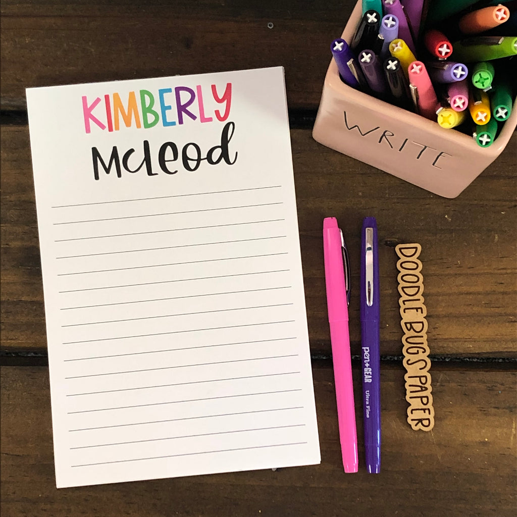 Rainbow Bright Name Personalized Notepad – DoodleBugsPaper