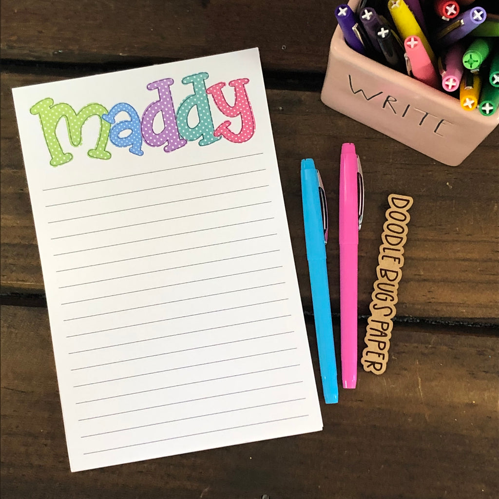 Polka Dot Name Personalized Notepad – DoodleBugsPaper