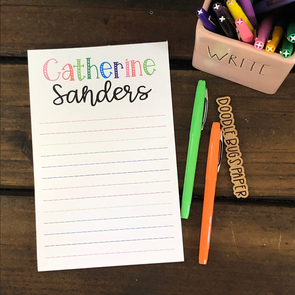 Sketch Rainbow Name Personalized Notepad – DoodleBugsPaper