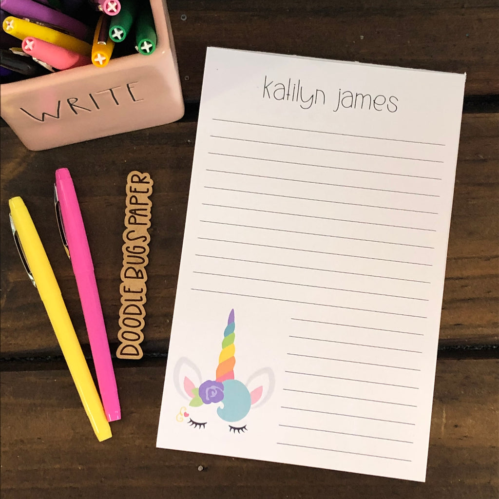 Unicorn Personalized Notepad – DoodleBugsPaper
