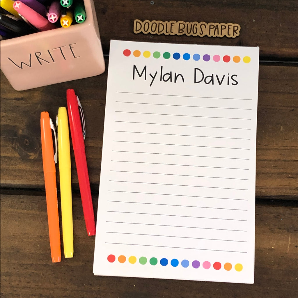 Rainbow Dots Personalized Notepad – DoodleBugsPaper