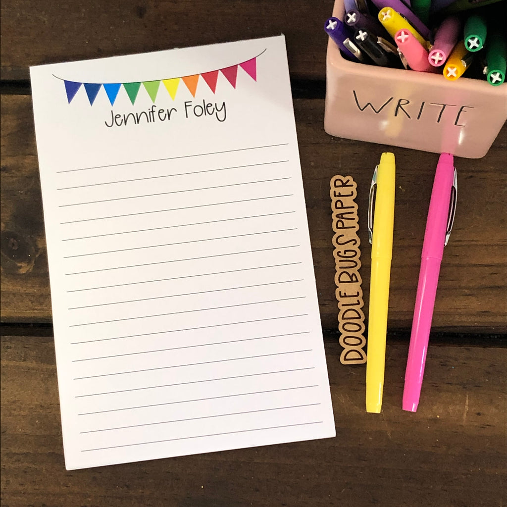 Flag Bunting Personalized Notepad – DoodleBugsPaper