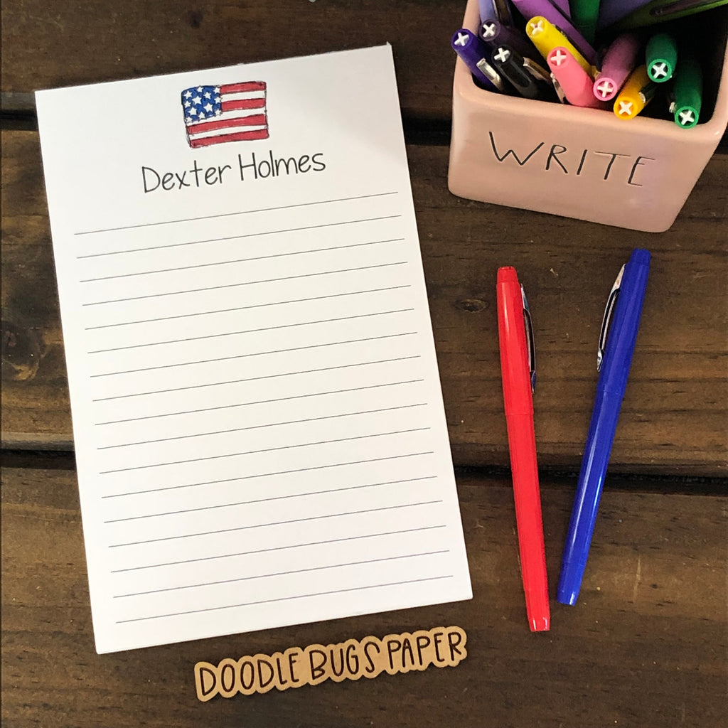 American Flag Personalized Notepad – DoodleBugsPaper