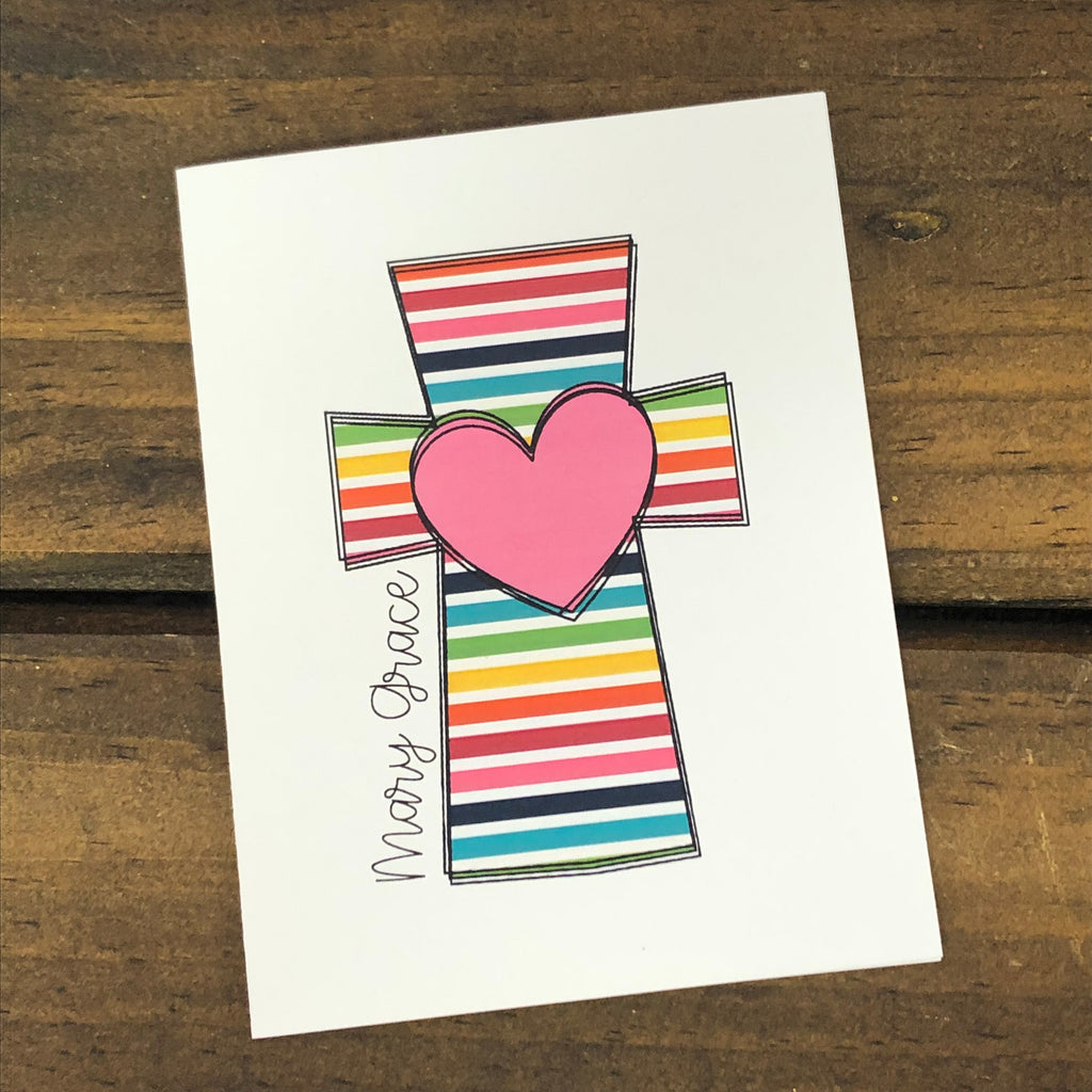 Rainbow Cross Personalized Note Cards – DoodleBugsPaper